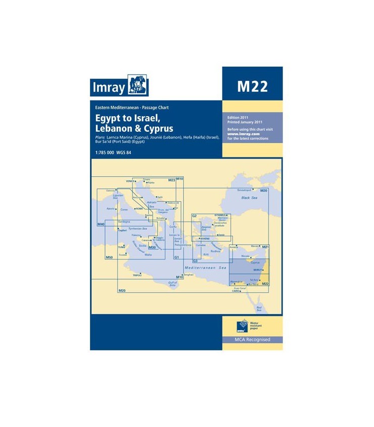 Carte marine Imray - M22 Egypt to Israel, Lebanon, Cyprus - Méditer...
