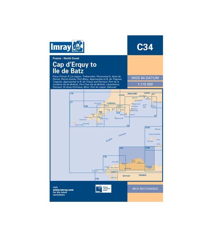 Carte marine Imray - C34 Cap d’Erquy to Ile de Batz - Cartes marines
